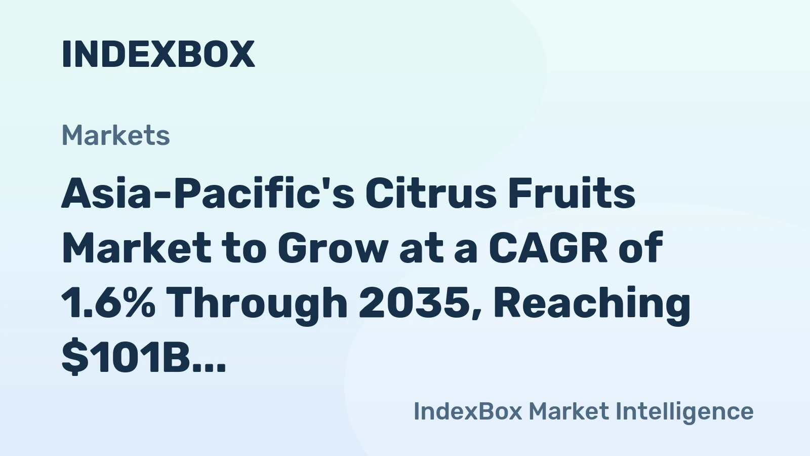 Asia-Pacific's Citrus Fruits Market to Grow at a CAGR of 1.6% Through 2035, Reaching $101B in Value