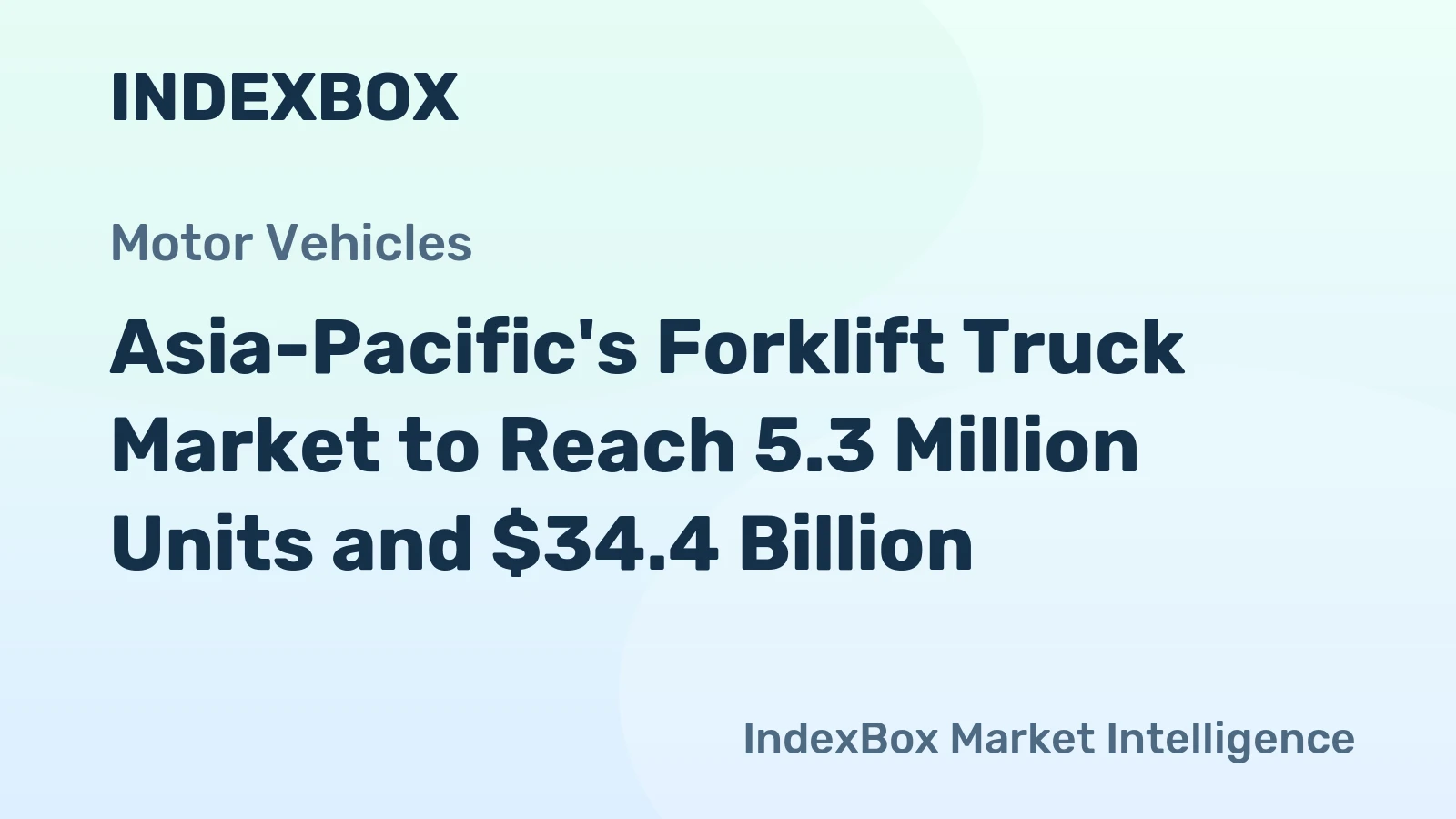 Asia-Pacific's Forklift Truck Market to Reach 5.3 Million Units and $34.4 Billion
