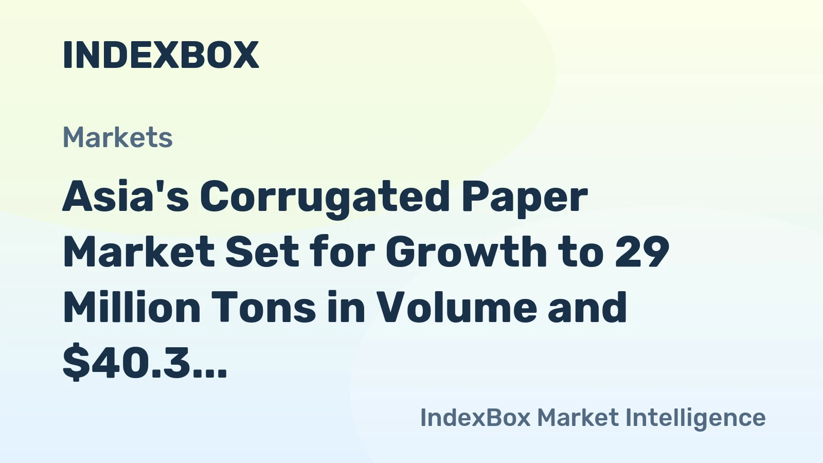 Asia's Corrugated Paper Market Set for Growth to 29 Million Tons in Volume and $40.3 Billion in Value by 2035