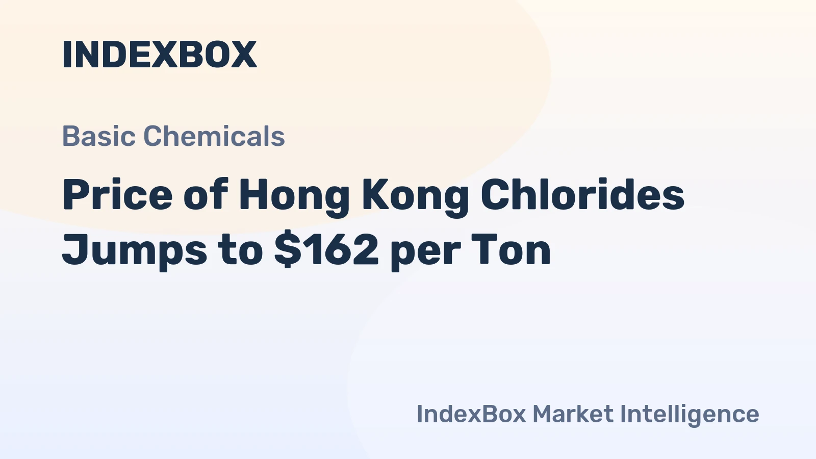 Price of Hong Kong Chlorides Jumps to $162 per Ton