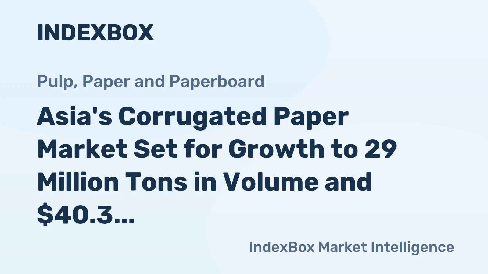 Asia's Corrugated Paper Market Set for Growth to 29 Million Tons in Volume and $40.3 Billion in Value by 2035
