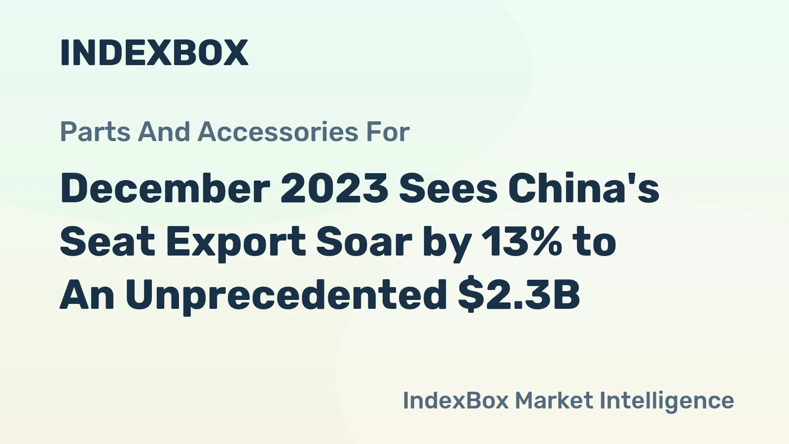 December 2023 Sees China's Seat Export Soar by 13% to An Unprecedented $2.3B