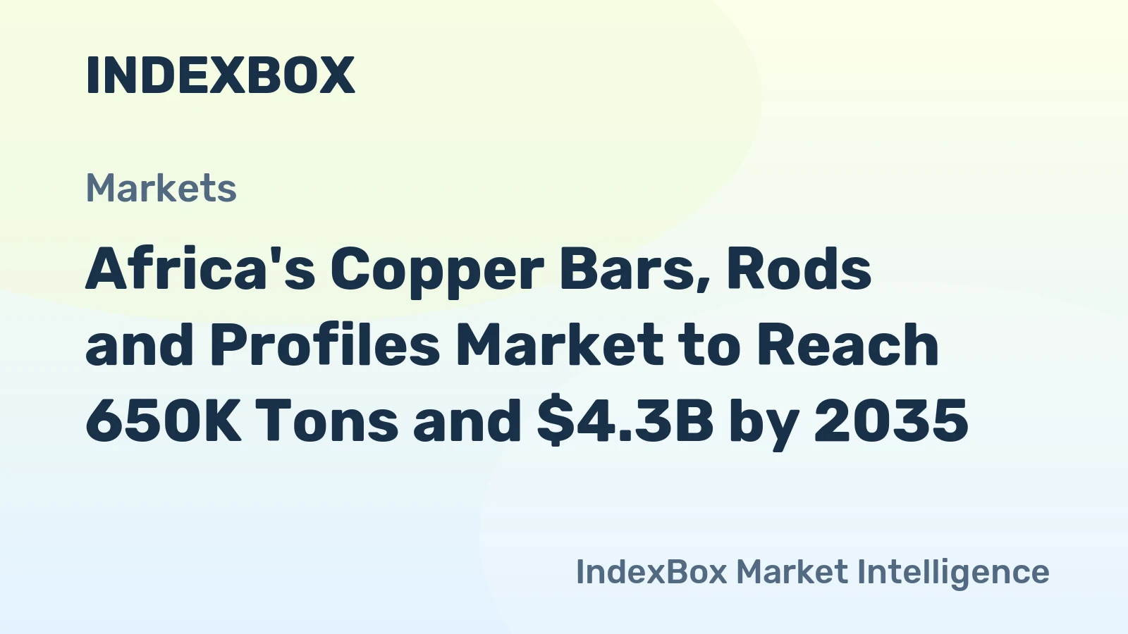 Africa's Copper Bars, Rods and Profiles Market to Reach 650K Tons and $4.3B by 2035