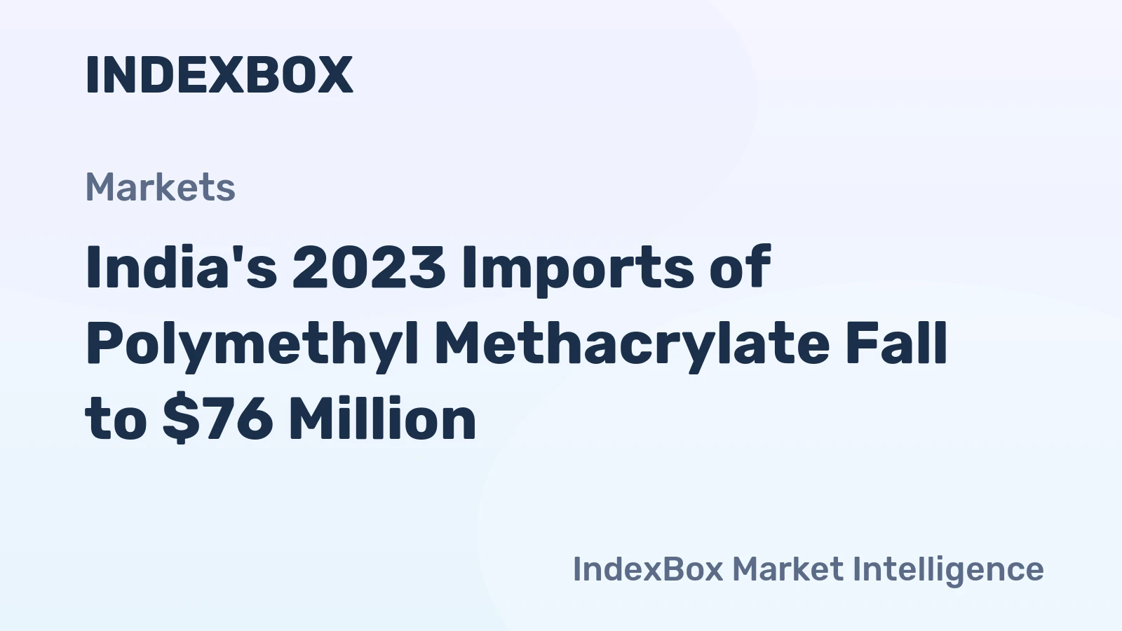 India's 2023 Imports of Polymethyl Methacrylate Fall to $76 Million