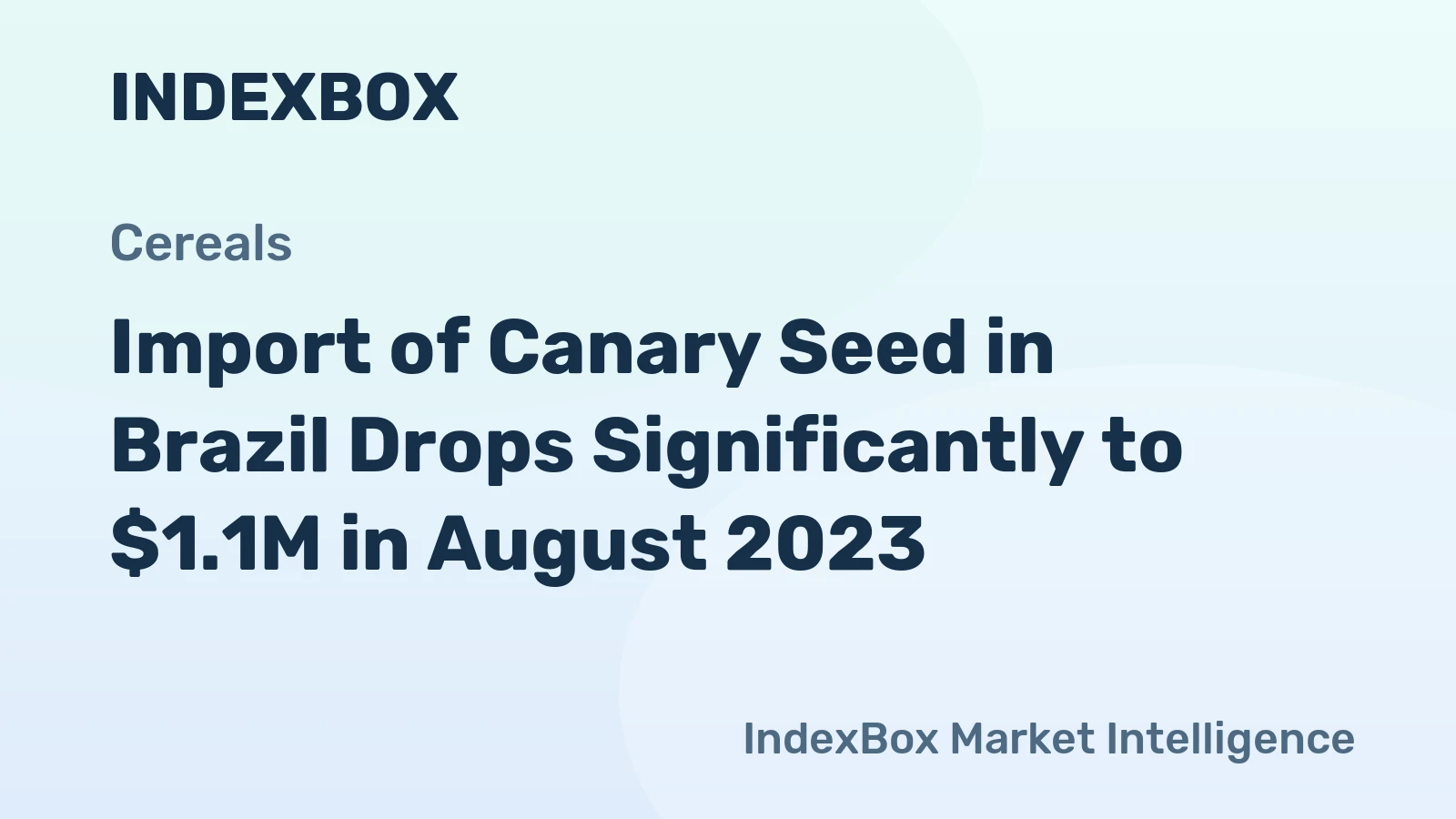 Import of Canary Seed in Brazil Drops Significantly to $1.1M in August 2023