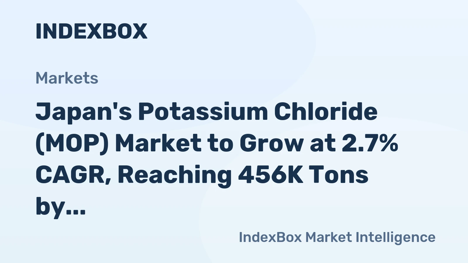 Japan's Potassium Chloride (MOP) Market to Grow at 2.7% CAGR, Reaching 456K Tons by 2035