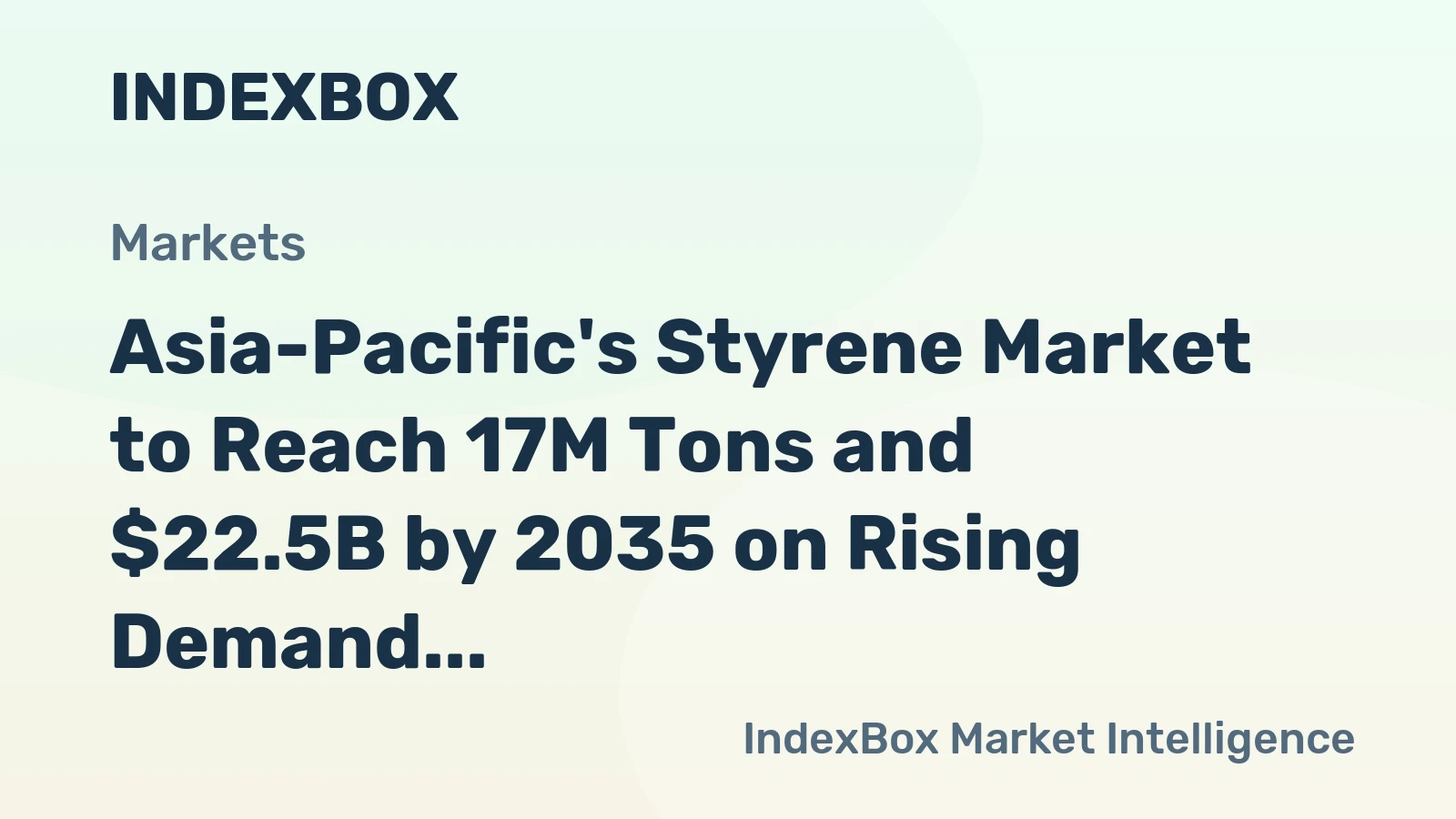 Asia-Pacific's Styrene Market to Reach 17M Tons and $22.5B by 2035 on Rising Demand