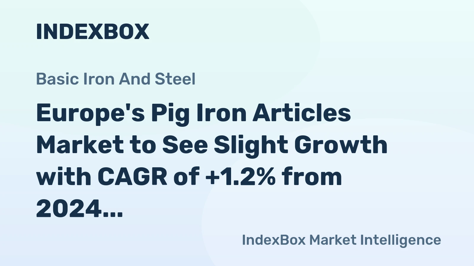 Europe's Pig Iron Articles Market to See Slight Growth with CAGR of +1.2% from 2024 to 2035