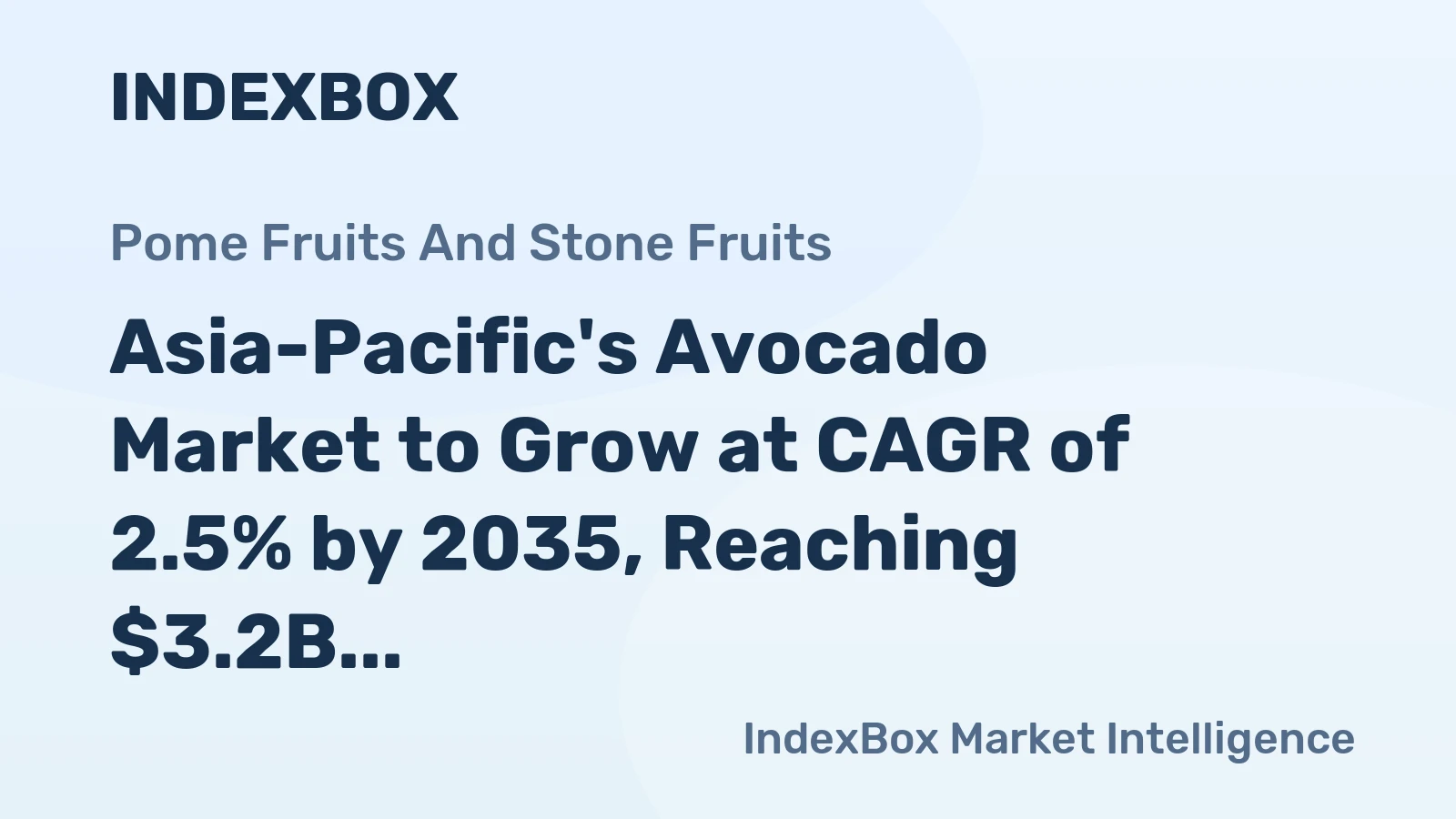Asia-Pacific's Avocado Market to Grow at CAGR of 2.5% by 2035, Reaching $3.2B in Value
