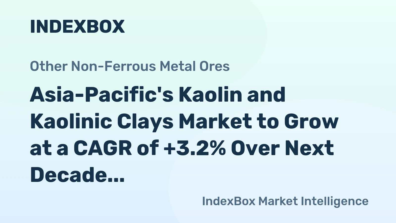 Asia-Pacific's Kaolin and Kaolinic Clays Market to Grow at a CAGR of +3.2% Over Next Decade