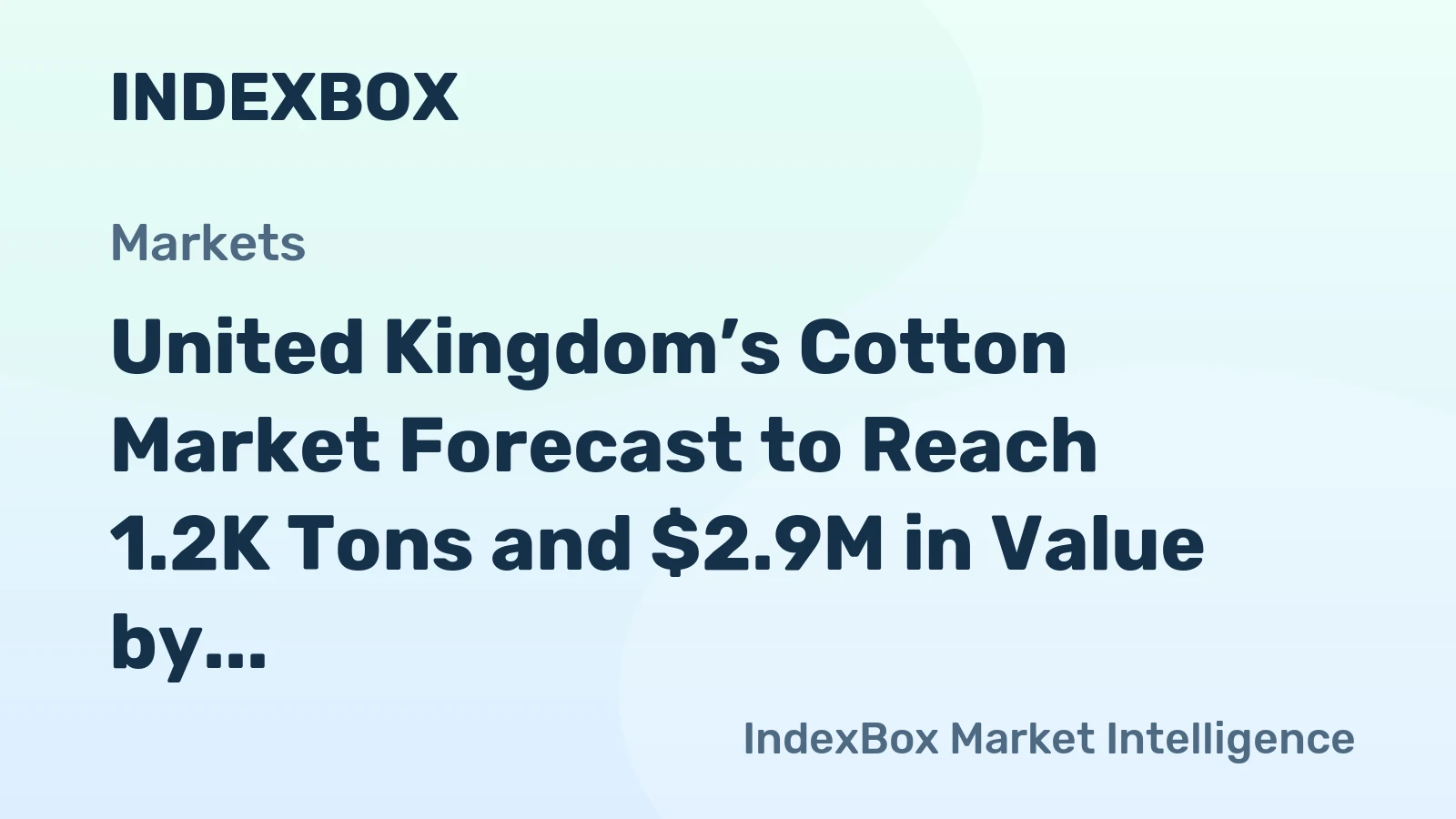 United Kingdom’s Cotton Market Forecast to Reach 1.2K Tons and $2.9M in Value by 2035