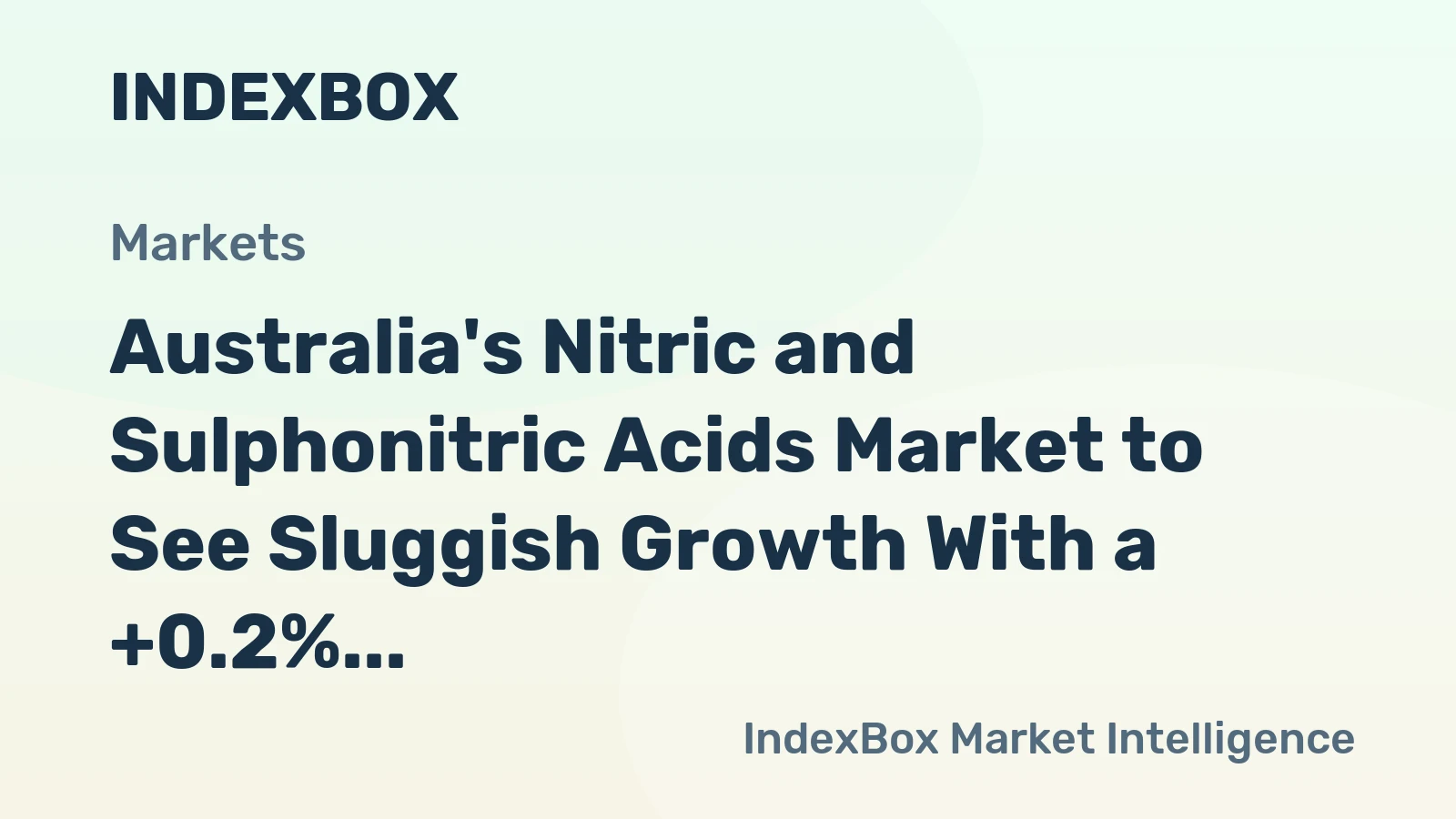 Australia's Nitric and Sulphonitric Acids Market to See Sluggish Growth With a +0.2% Volume CAGR