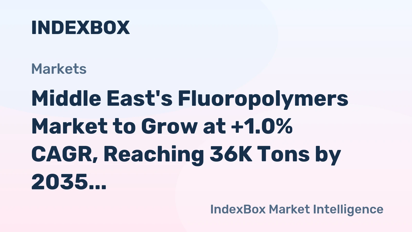 Middle East's Fluoropolymers Market to Grow at +1.0% CAGR, Reaching 36K Tons by 2035