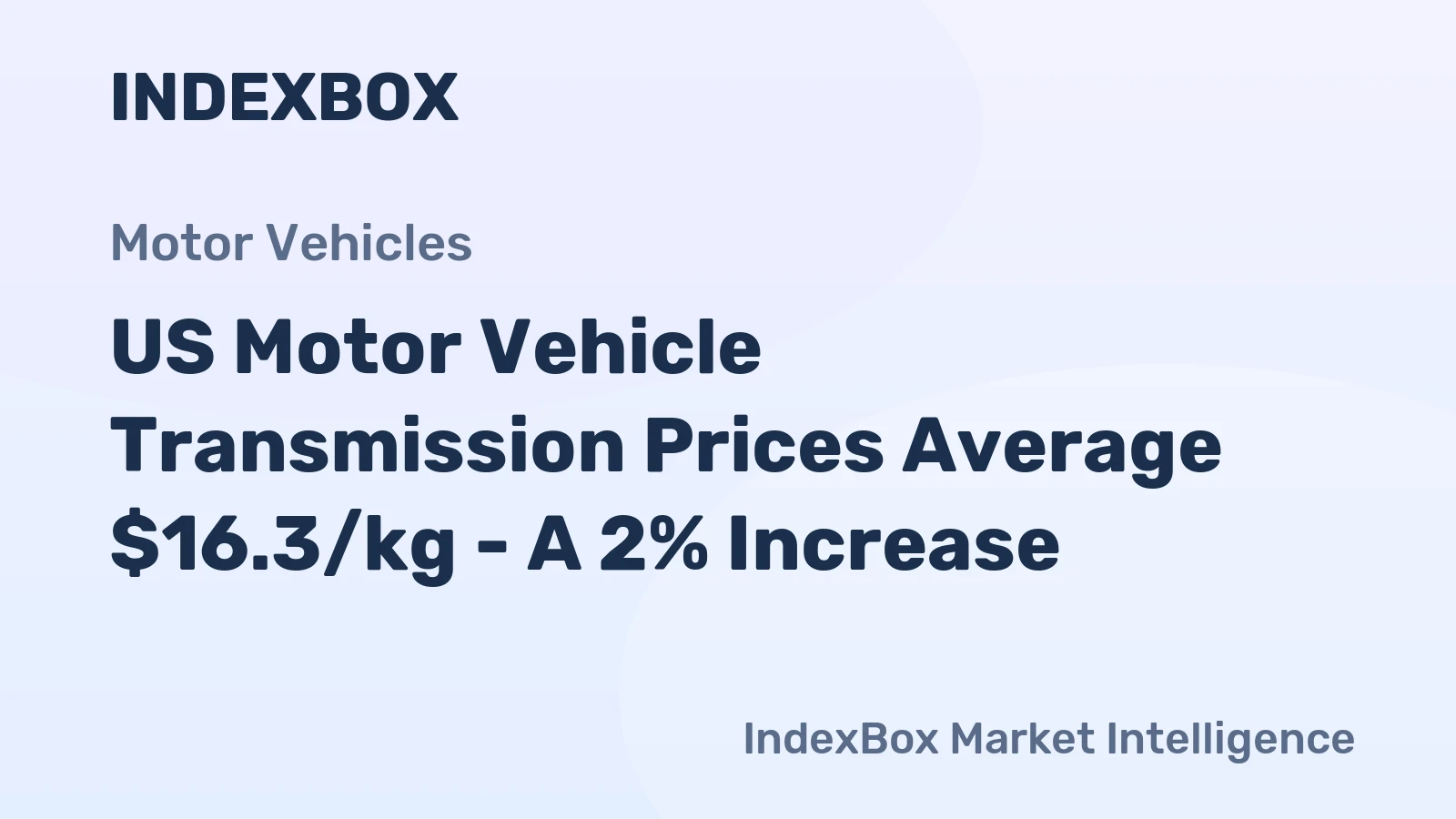 US Motor Vehicle Transmission Prices Average $16.3/kg - A 2% Increase