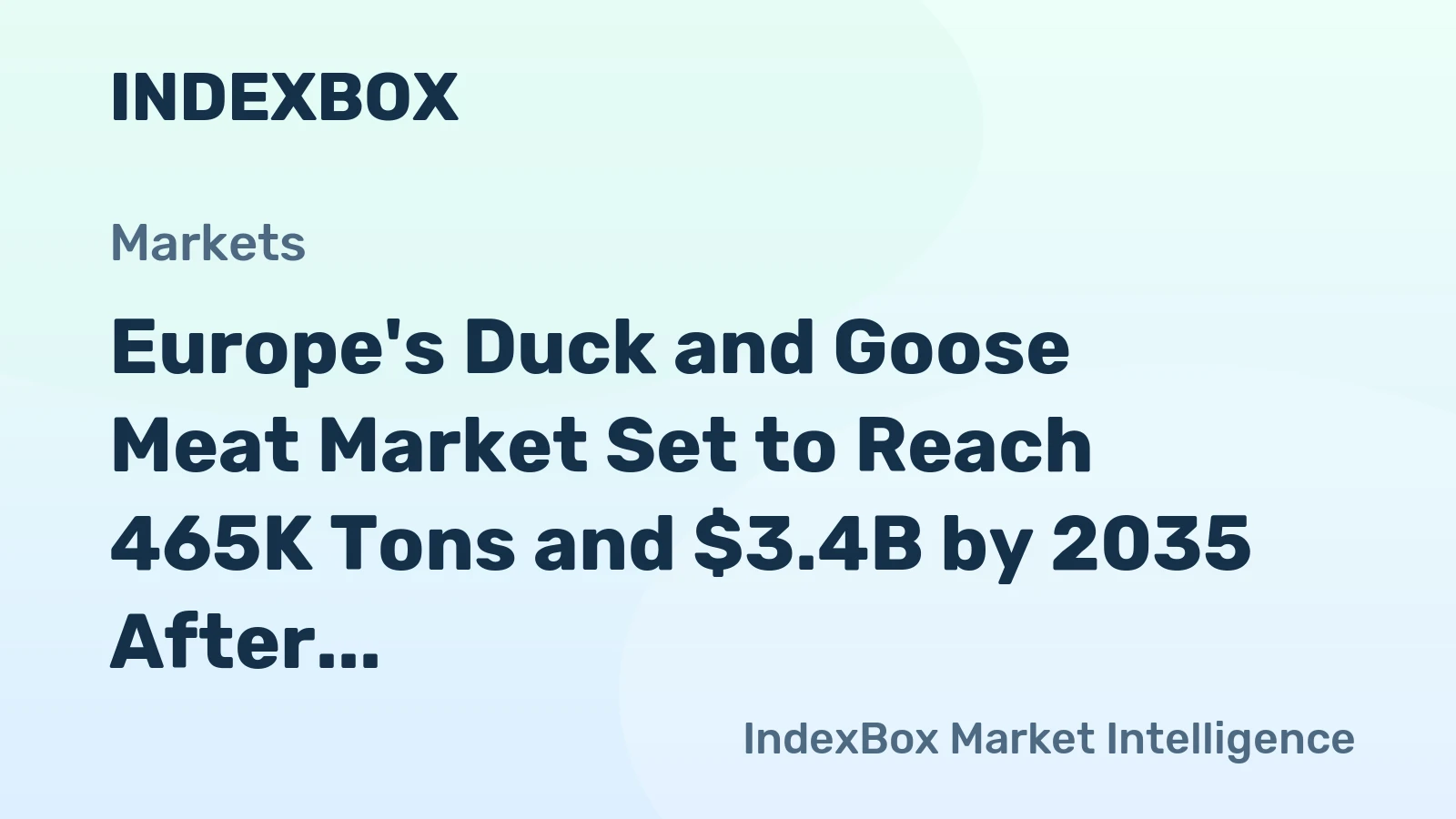 Europe's Duck and Goose Meat Market Set to Reach 465K Tons and $3.4B by 2035 After Recent Contraction