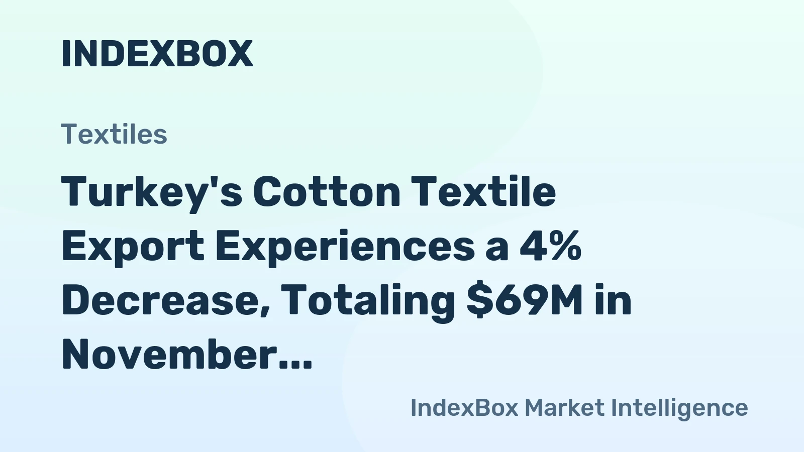 Turkey's Cotton Textile Export Experiences a 4% Decrease, Totaling $69M in November 2023.
