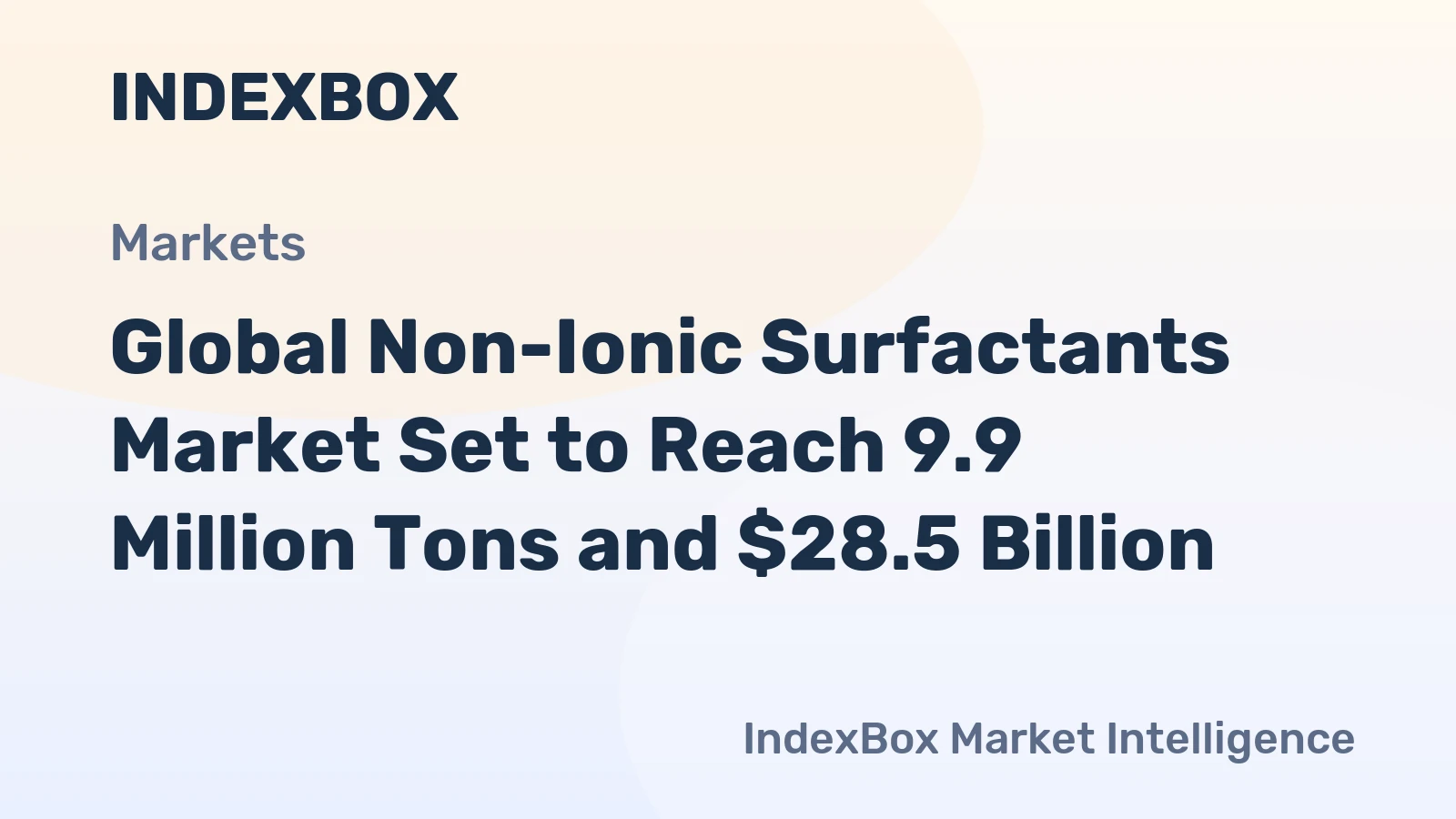 Global Non-Ionic Surfactants Market Set to Reach 9.9 Million Tons and $28.5 Billion