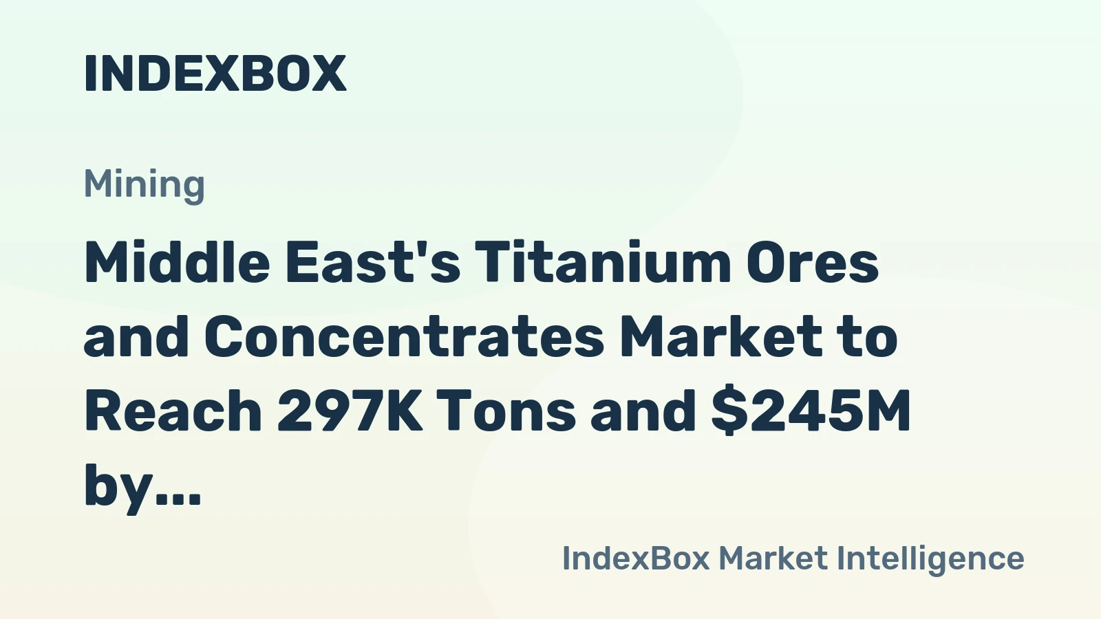 Middle East's Titanium Ores and Concentrates Market to Reach 297K Tons and $245M by 2035