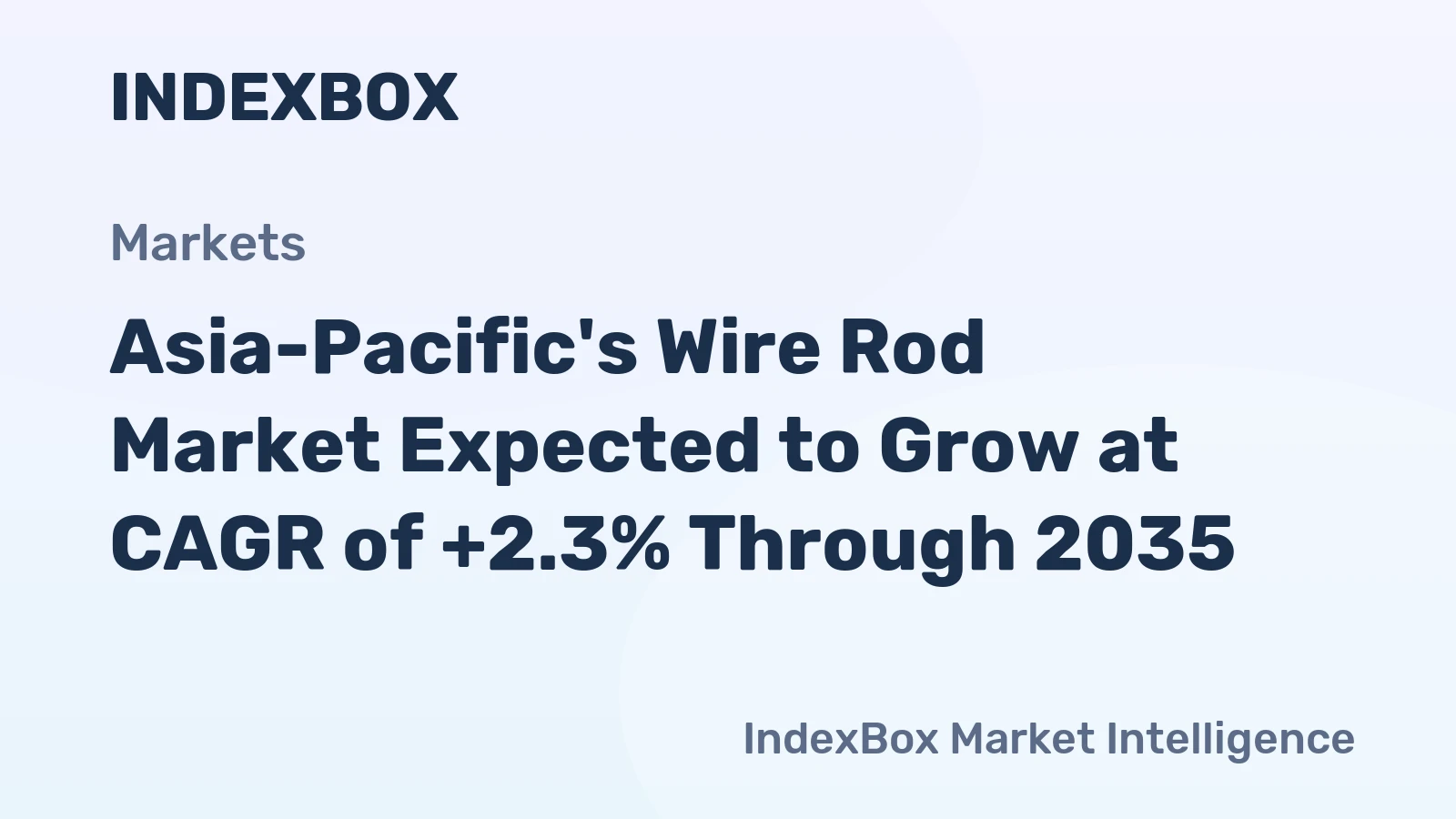 Asia-Pacific's Wire Rod Market Expected to Grow at CAGR of +2.3% Through 2035
