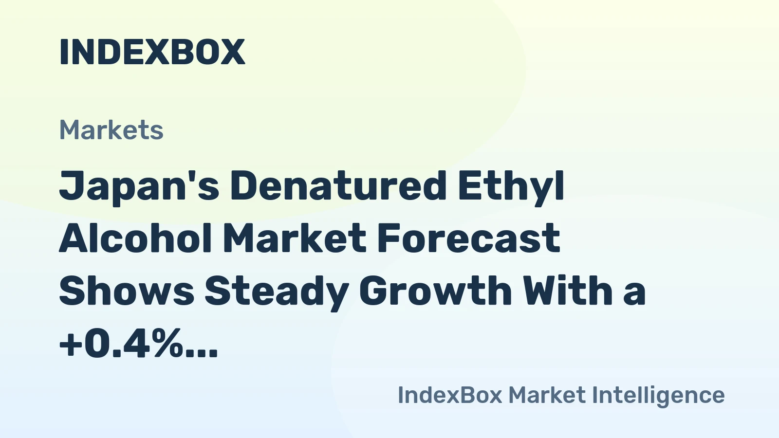 Japan's Denatured Ethyl Alcohol Market Forecast Shows Steady Growth With a +0.4% CAGR in Value
