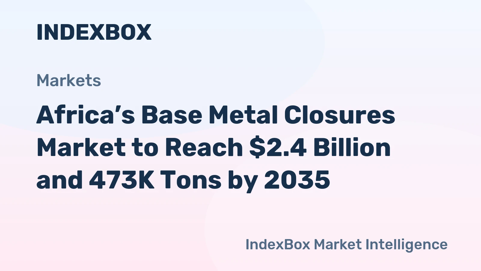 Africa’s Base Metal Closures Market to Reach $2.4 Billion and 473K Tons by 2035