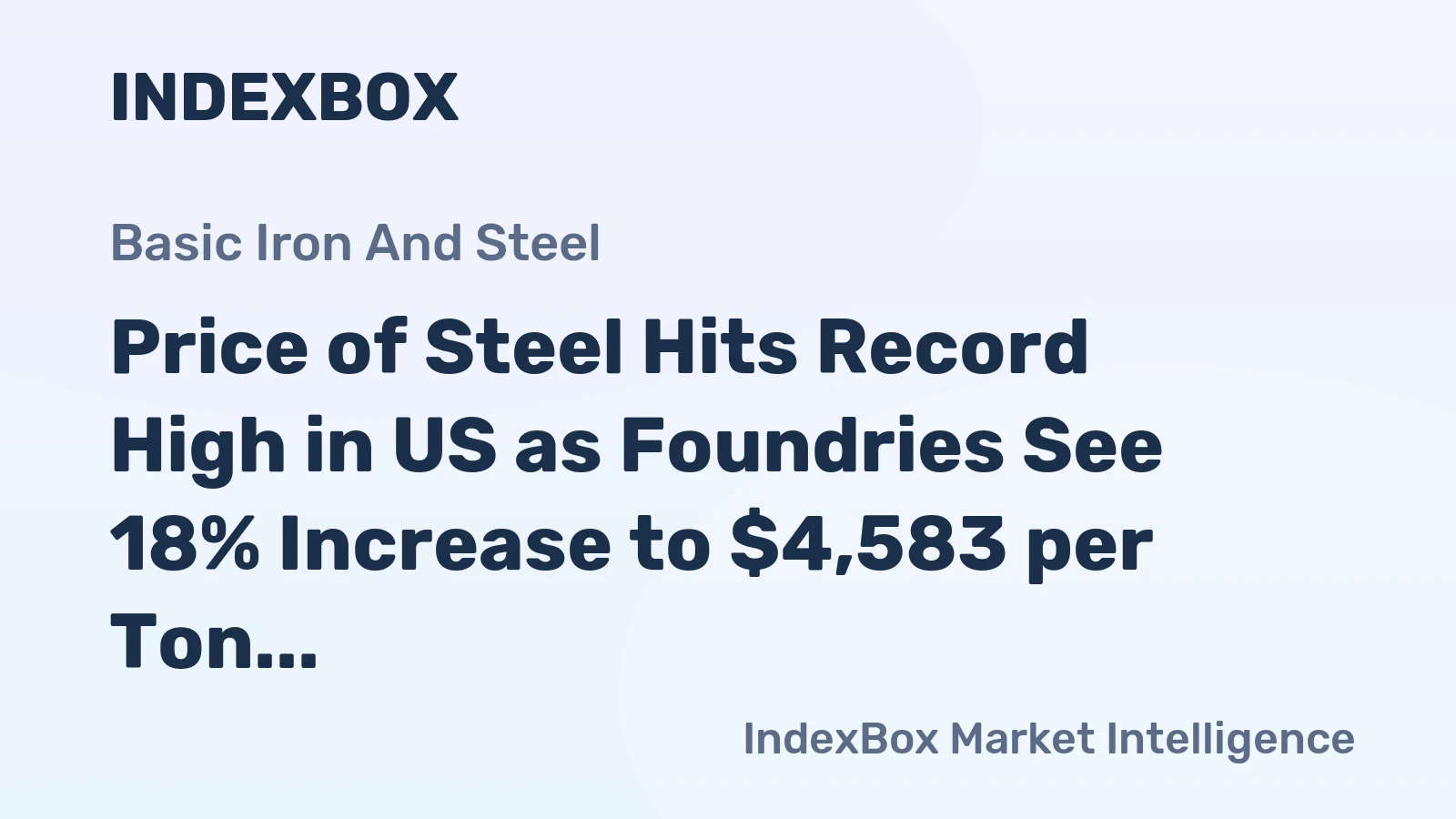 Price of Steel Hits Record High in US as Foundries See 18% Increase to $4,583 per Ton