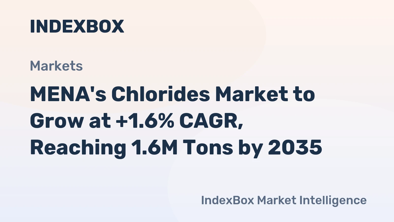 MENA's Chlorides Market to Grow at +1.6% CAGR, Reaching 1.6M Tons by 2035