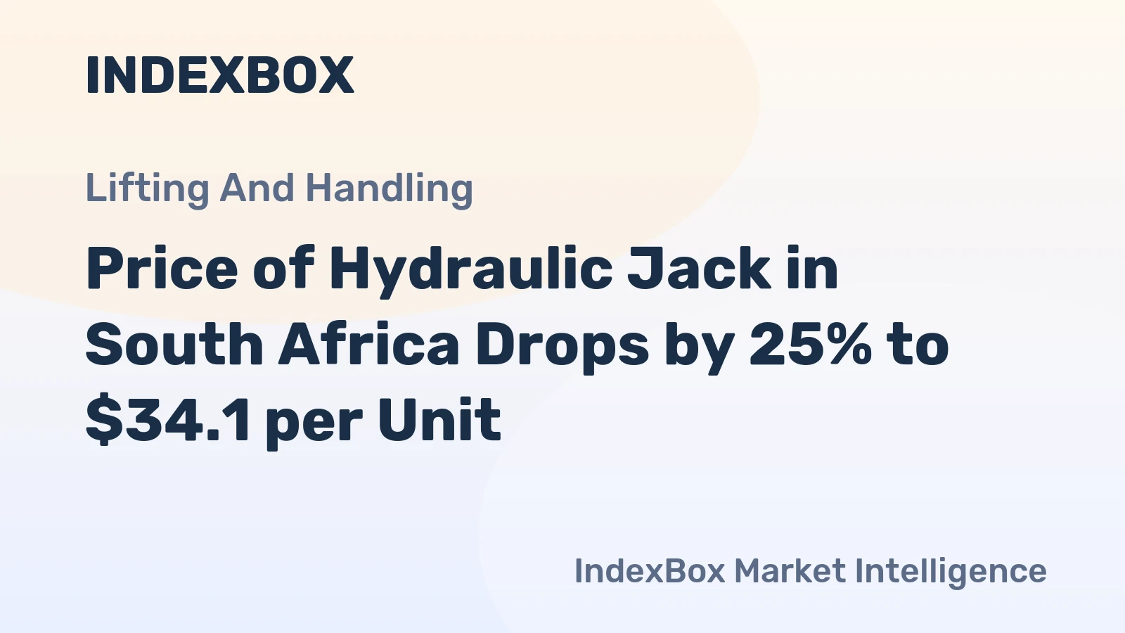 Price of Hydraulic Jack in South Africa Drops by 25% to $34.1 per Unit