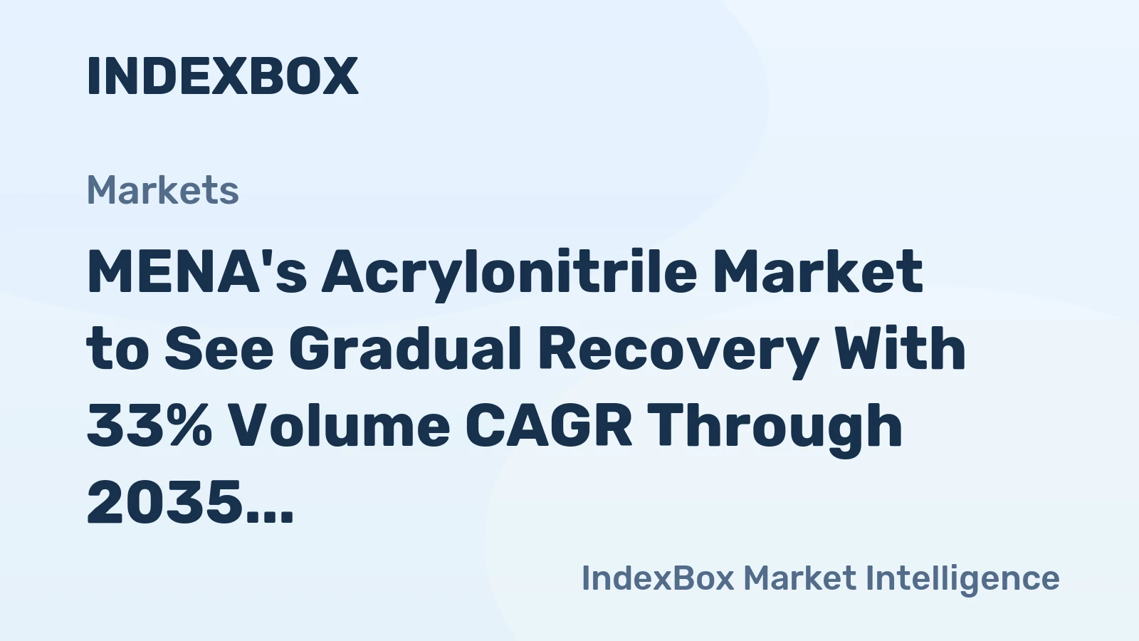 MENA's Acrylonitrile Market to See Gradual Recovery With 33% Volume CAGR Through 2035