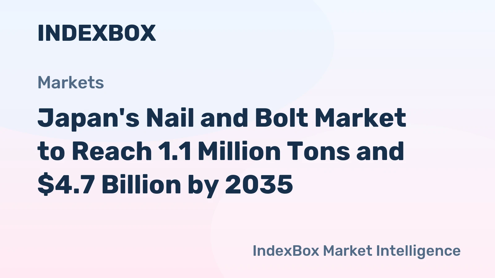 Japan's Nail and Bolt Market to Reach 1.1 Million Tons and $4.7 Billion by 2035