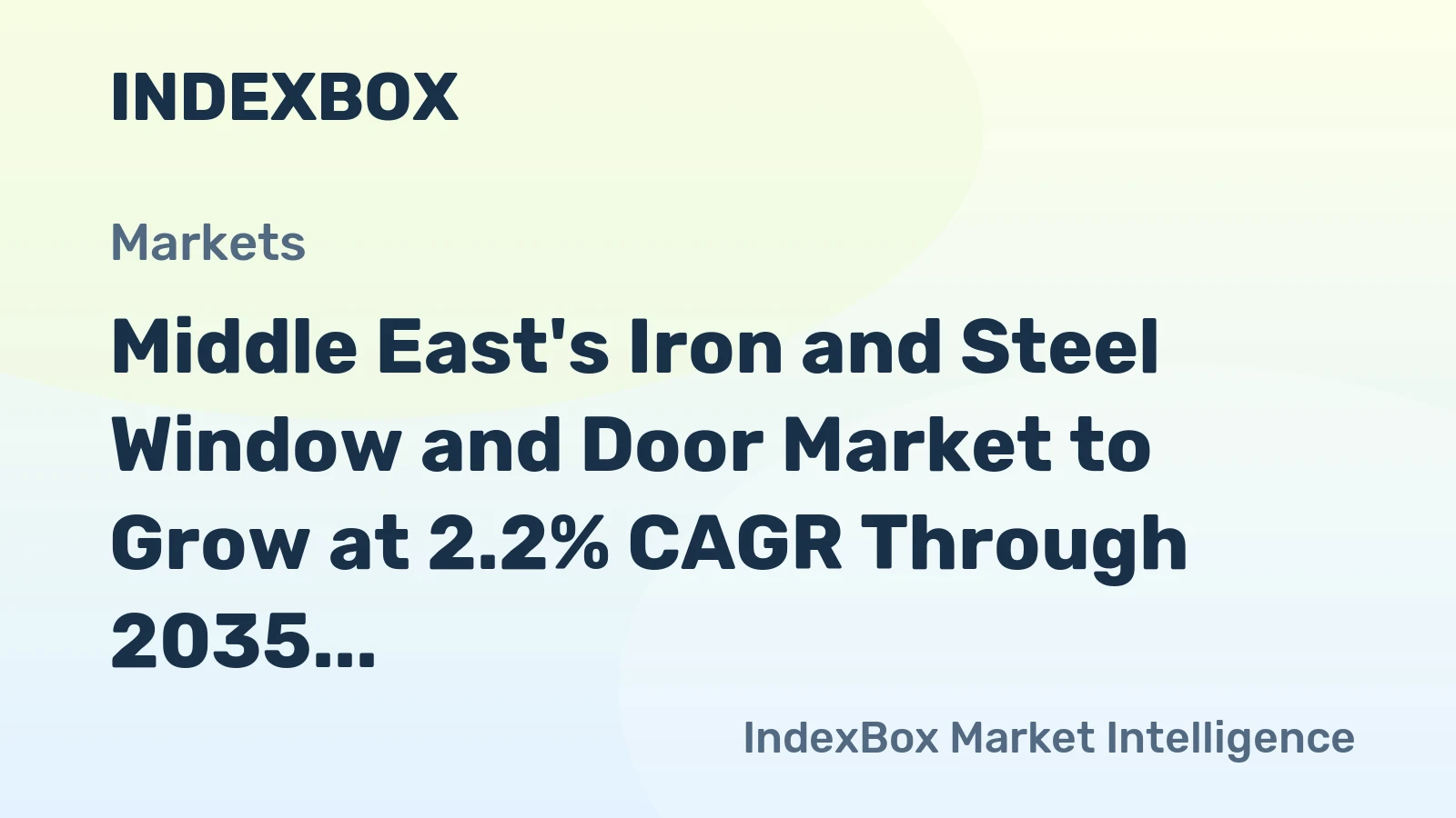 Middle East's Iron and Steel Window and Door Market to Grow at 2.2% CAGR Through 2035