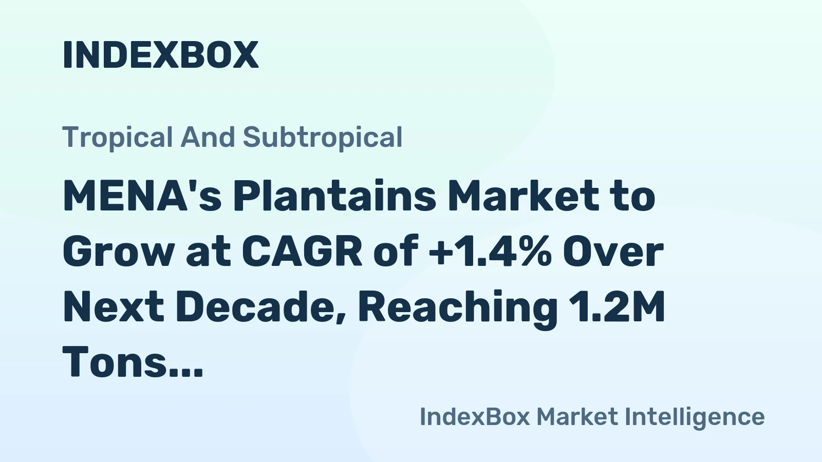 MENA's Plantains Market to Grow at CAGR of +1.4% Over Next Decade, Reaching 1.2M Tons by 2035