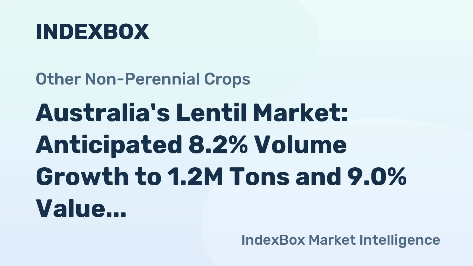 Australia's Lentil Market: Anticipated 8.2% Volume Growth to 1.2M Tons and 9.0% Value Growth to $806M by 2035