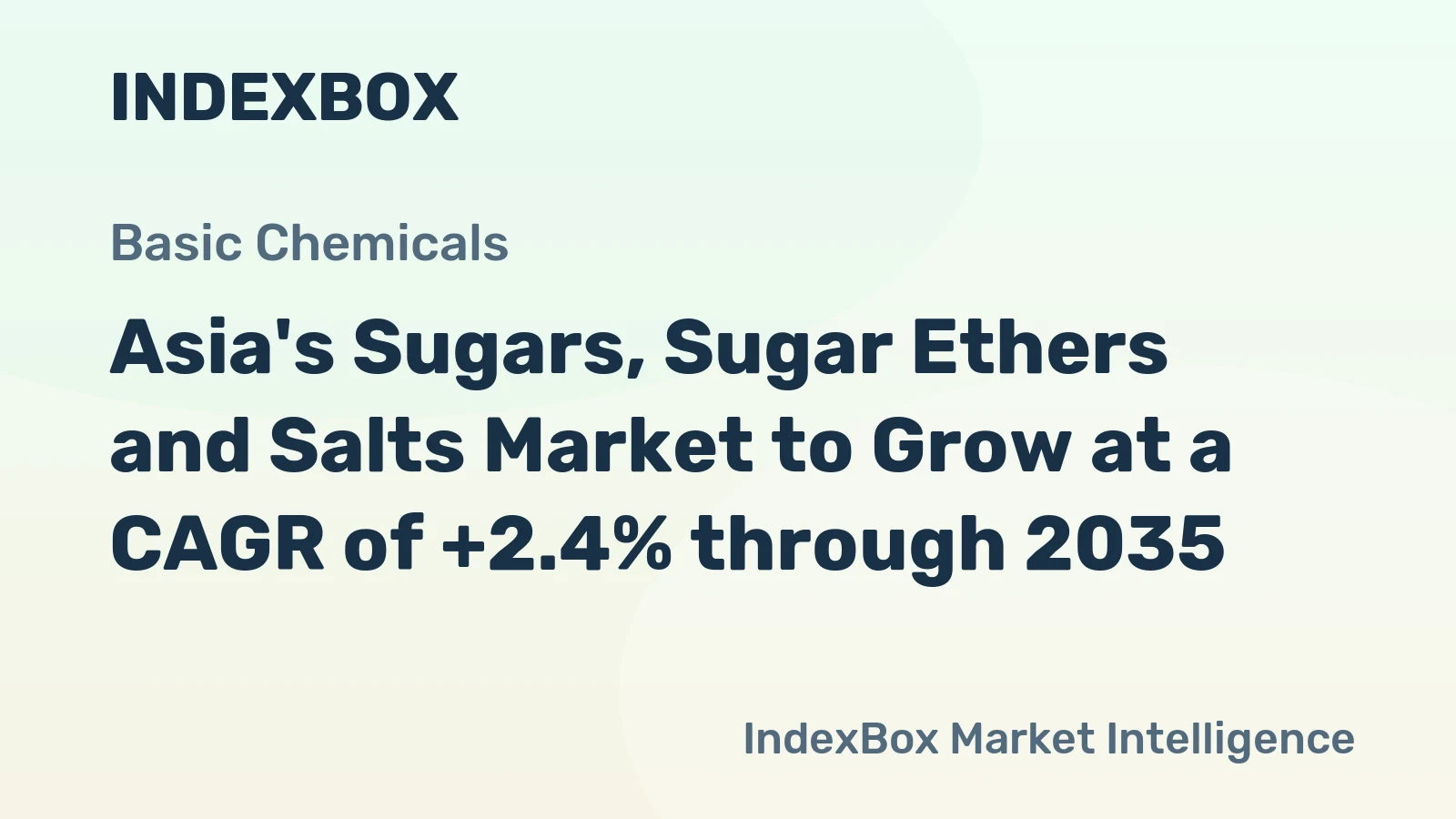 Asia's Sugars, Sugar Ethers and Salts Market to Grow at a CAGR of +2.4% through 2035