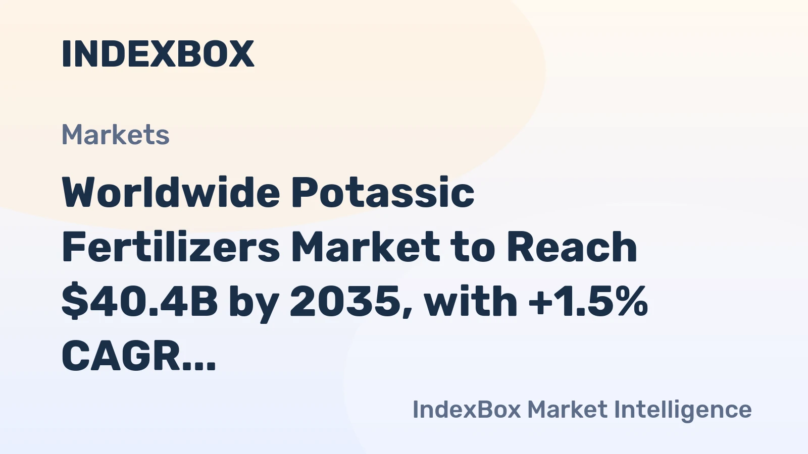 Worldwide Potassic Fertilizers Market to Reach $40.4B by 2035, with +1.5% CAGR