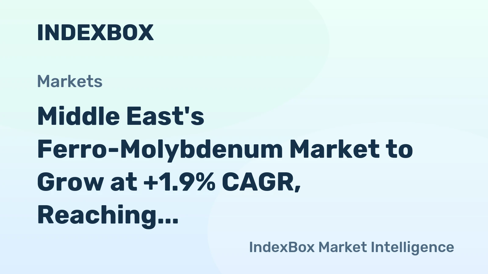 Middle East's Ferro-Molybdenum Market to Grow at +1.9% CAGR, Reaching $137M by 2035