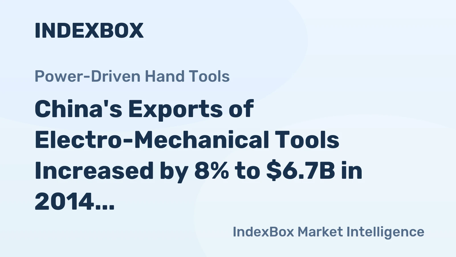 China's Exports of Electro-Mechanical Tools Increased by 8% to $6.7B in 2014
