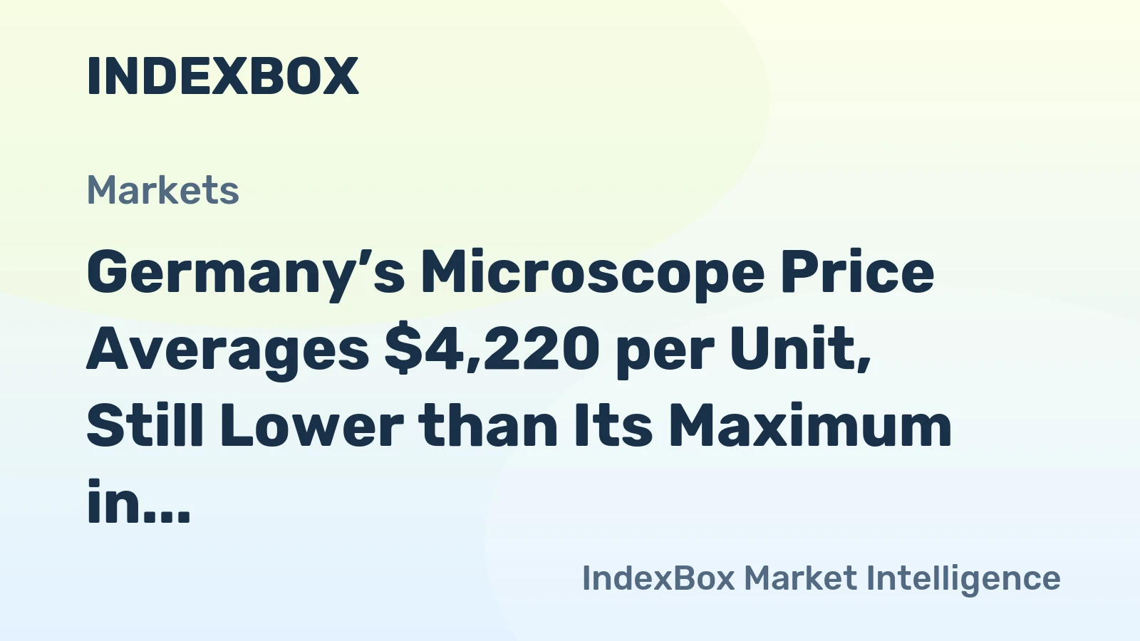 Germany’s Microscope Price Averages $4,220 per Unit, Still Lower than Its Maximum in Q1