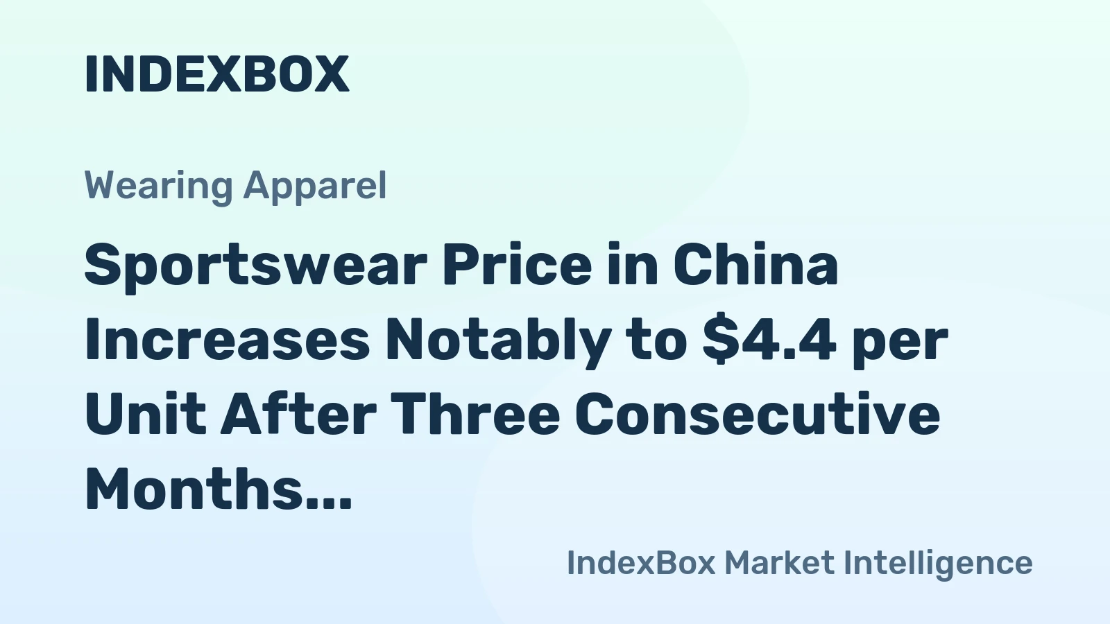 Sportswear Price in China Increases Notably to $4.4 per Unit After Three Consecutive Months of Increase