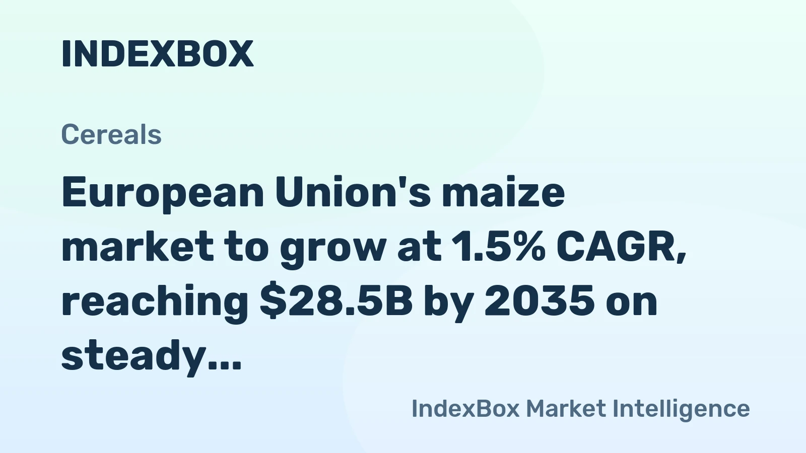 European Union's maize market to grow at 1.5% CAGR, reaching $28.5B by 2035 on steady demand.