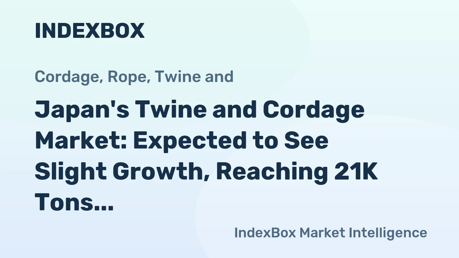 Japan's Twine and Cordage Market: Expected to See Slight Growth, Reaching 21K Tons and $219M by 2035