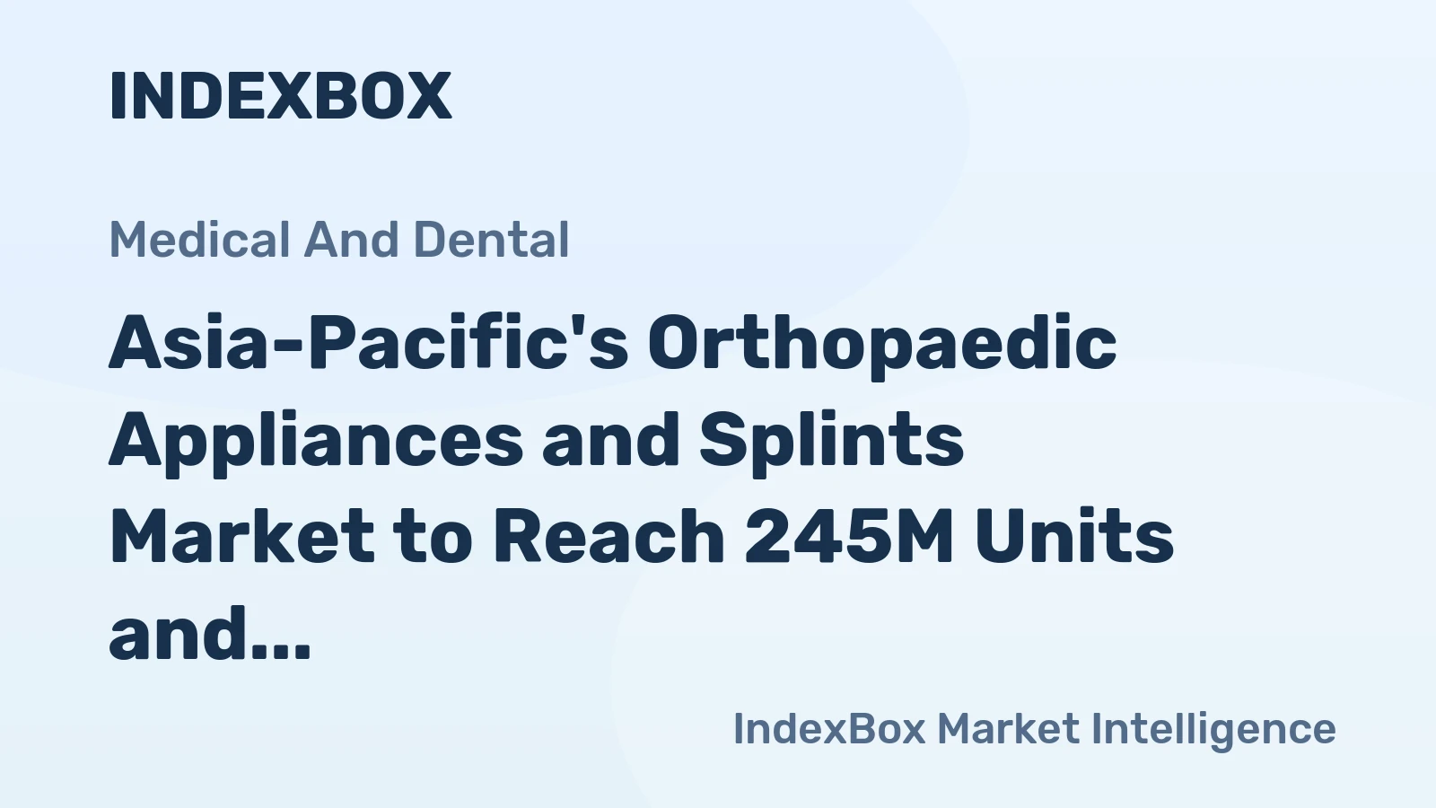 Asia-Pacific's Orthopaedic Appliances and Splints Market to Reach 245M Units and $40.9B by 2035