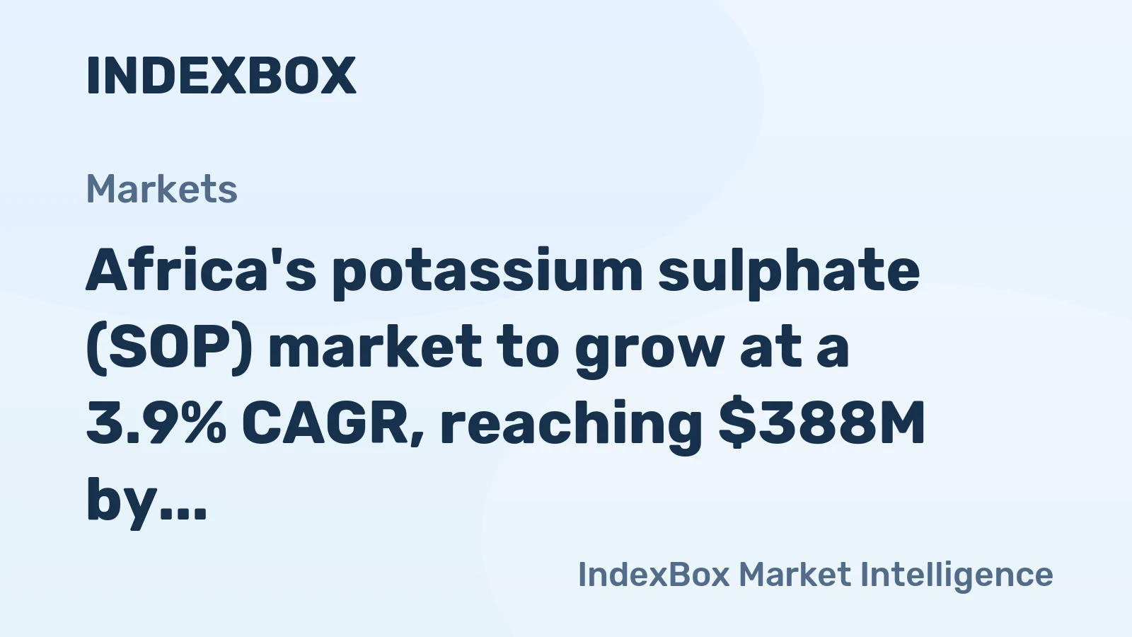 Africa's potassium sulphate (SOP) market to grow at a 3.9% CAGR, reaching $388M by 2035, driven by sustained demand.