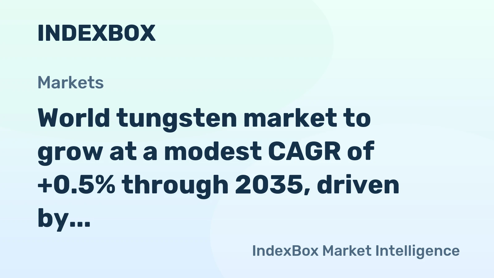 World tungsten market to grow at a modest CAGR of +0.5% through 2035, driven by increasing global demand.