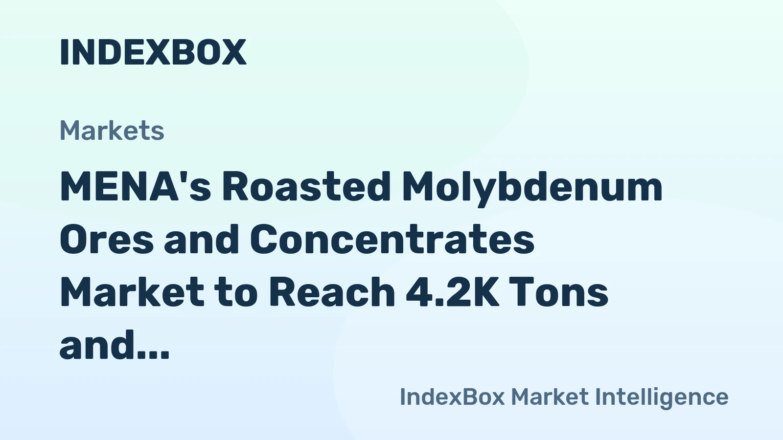 MENA's Roasted Molybdenum Ores and Concentrates Market to Reach 4.2K Tons and $97M by 2035