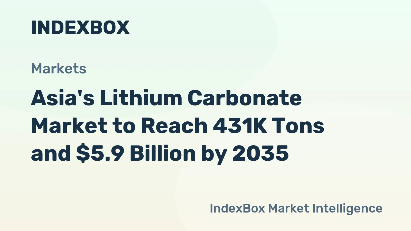 Asia's Lithium Carbonate Market to Reach 431K Tons and $5.9 Billion by 2035