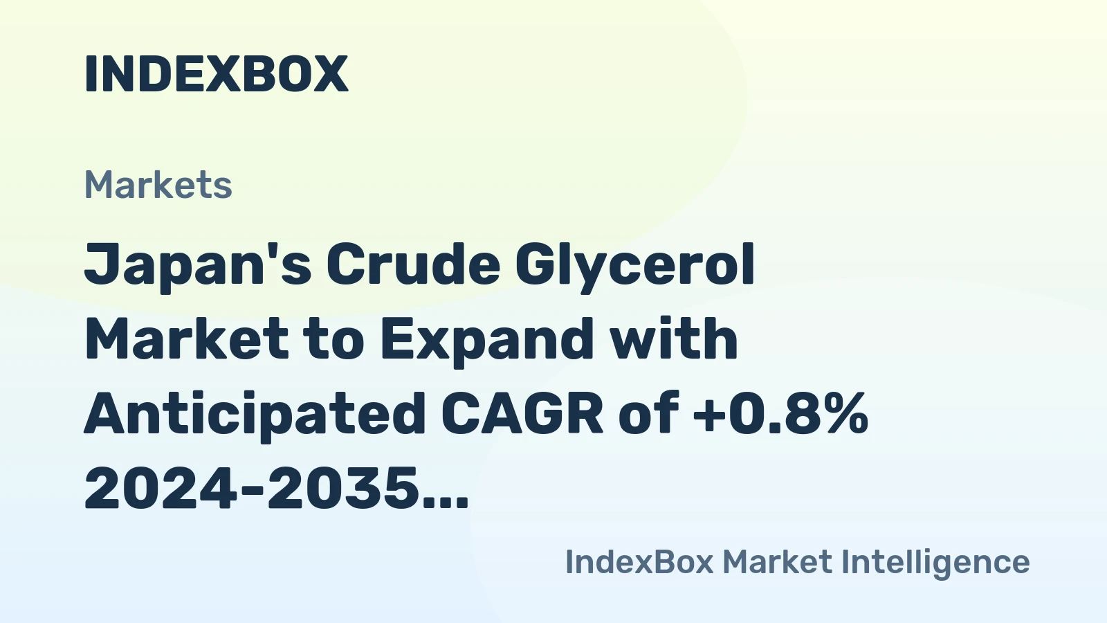 Japan's Crude Glycerol Market to Expand with Anticipated CAGR of +0.8% 2024-2035