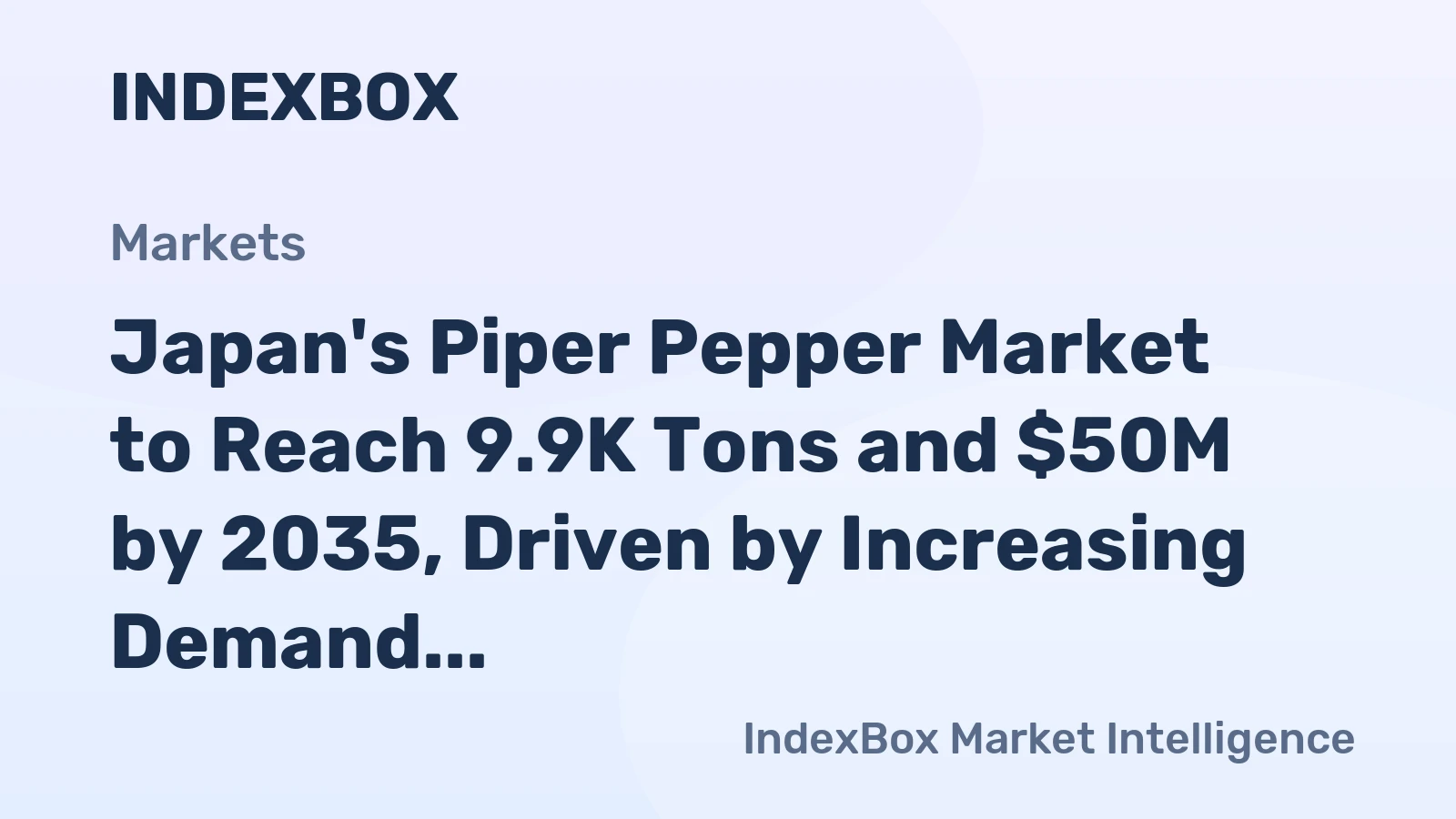 Japan's Piper Pepper Market to Reach 9.9K Tons and $50M by 2035, Driven by Increasing Demand