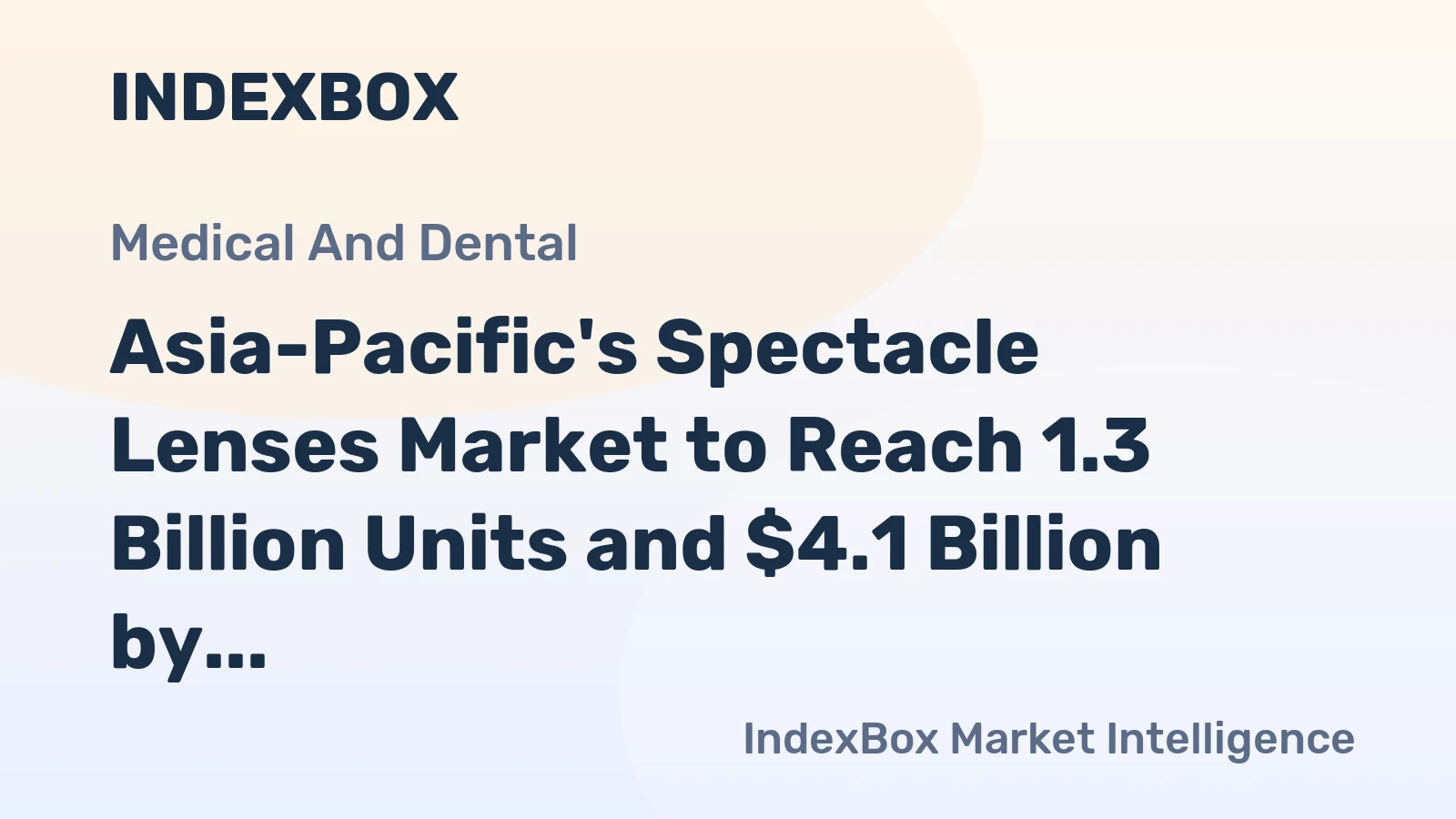 Asia-Pacific's Spectacle Lenses Market to Reach 1.3 Billion Units and $4.1 Billion by 2035