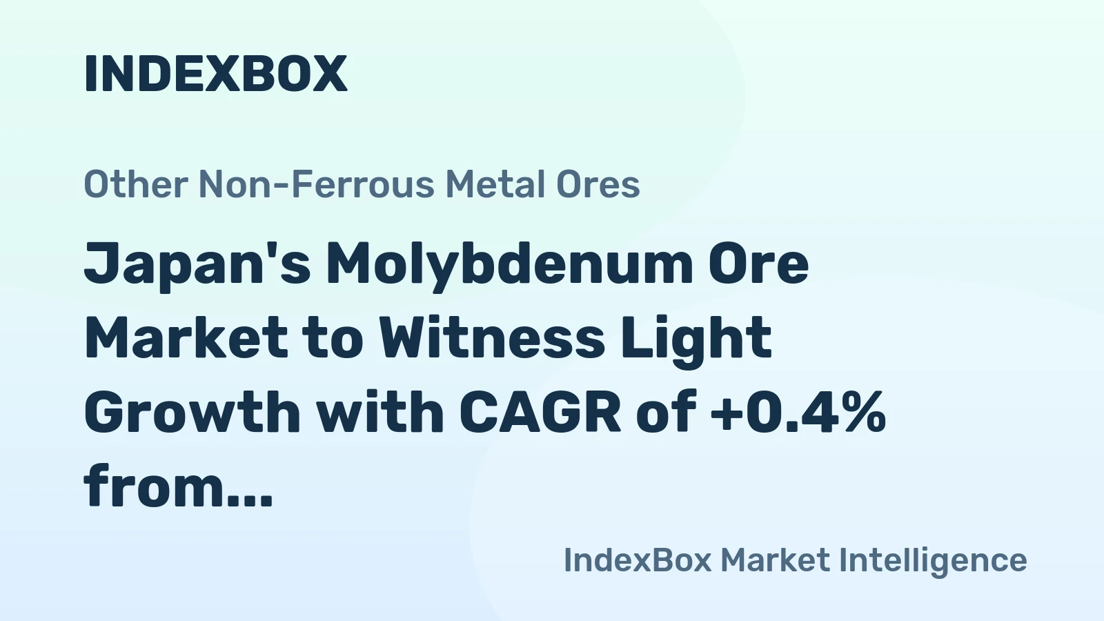 Japan's Molybdenum Ore Market to Witness Light Growth with CAGR of +0.4% from 2024 to 2035